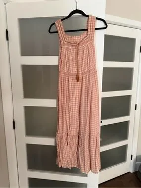 Old Navy | Dresses | Old Navy Peach And White Gingham Dress | Poshmark